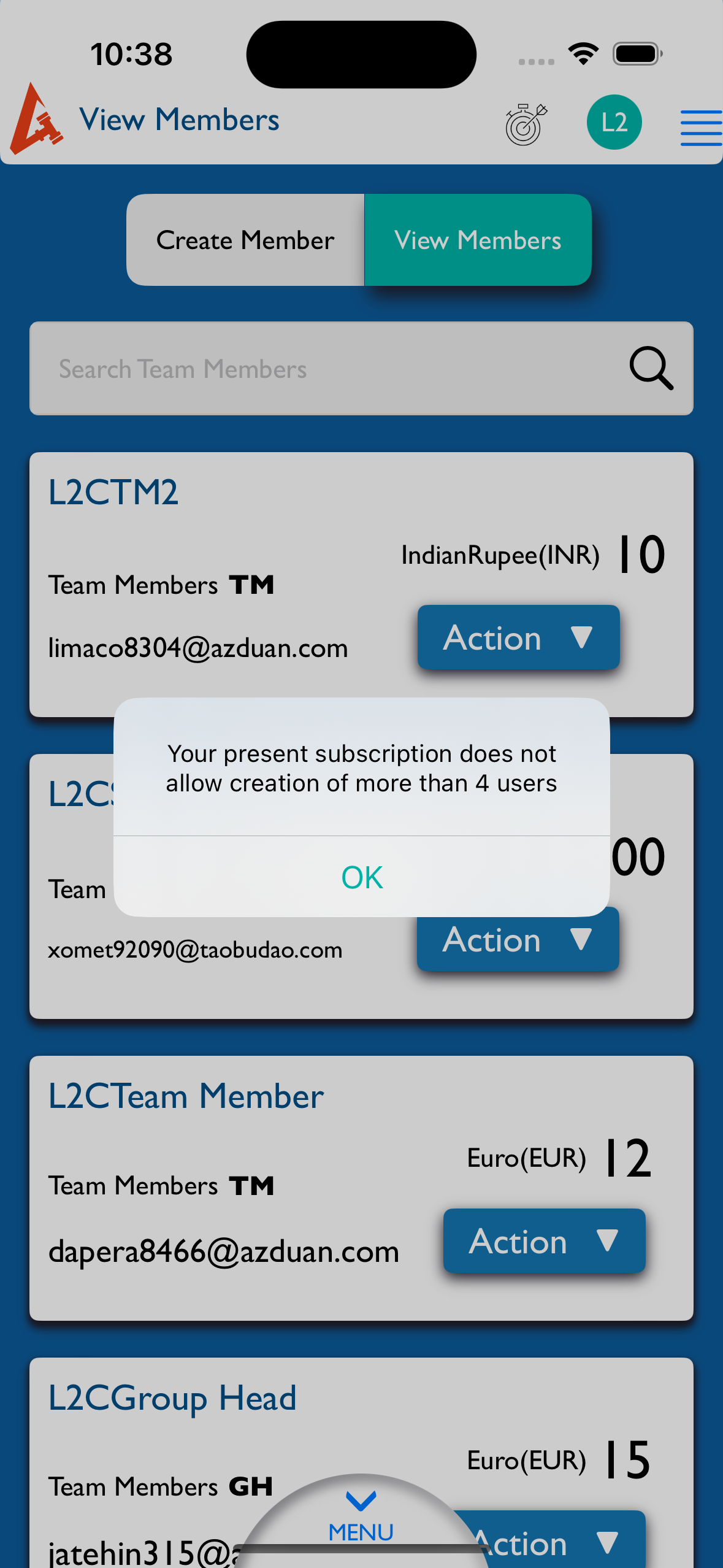 Bug #3244: Create Team Member : A proper alert should appear when clicking "Save" in the "Create ...